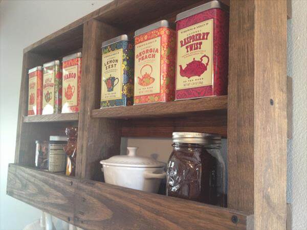DIY Rustic Pallet Kitchen Coffee and Tea Rack