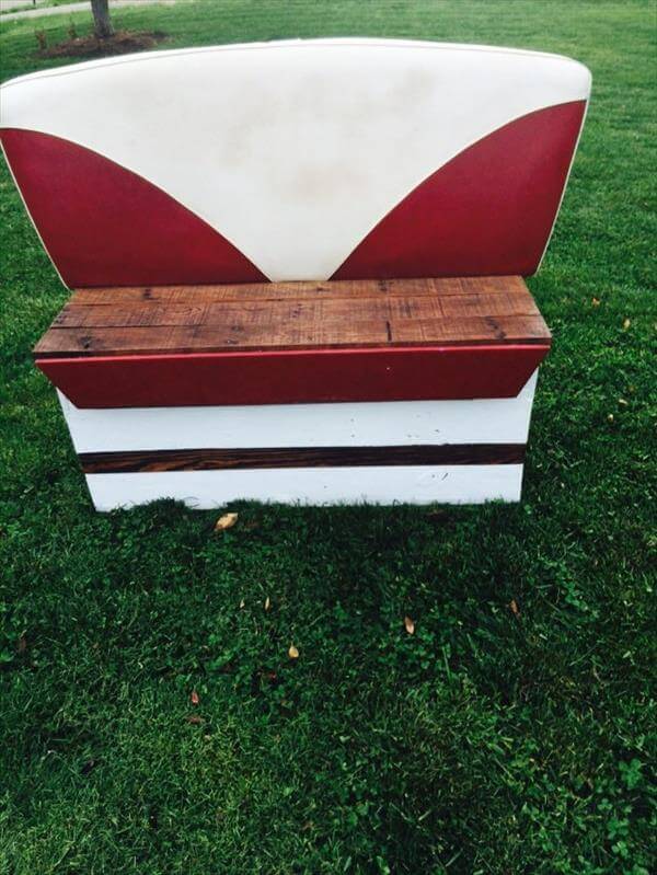 Pallet and Reclaimed Boat Seat Bench