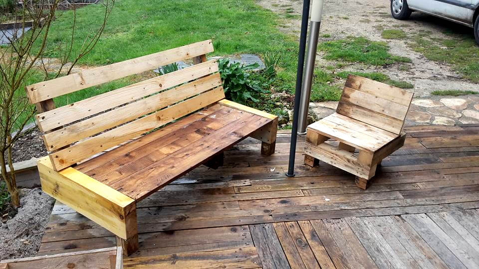 Pallet Bench with Small Chair
