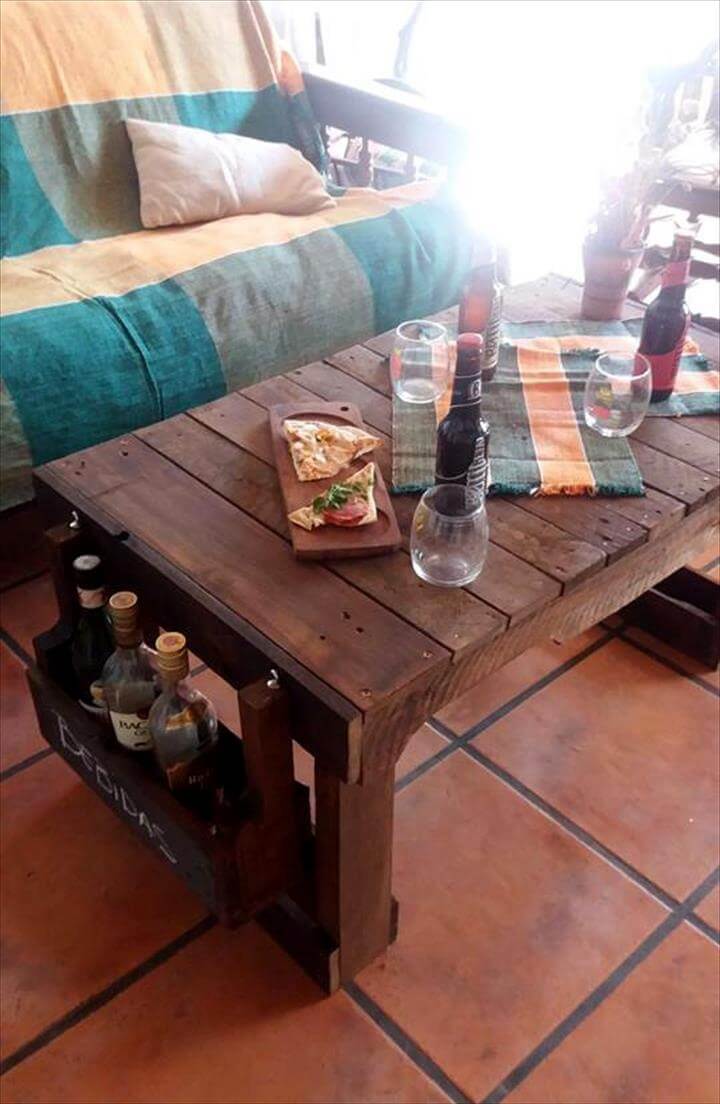 Wood Pallet Party Table with Bottle Rack
