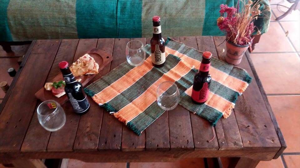 Wood Pallet Party Table with Bottle Rack